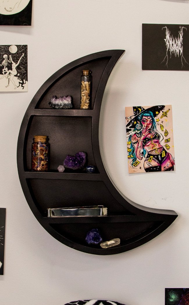 Crescent Moon Wooden Wall Panel 30cm – Crystal Wonderland