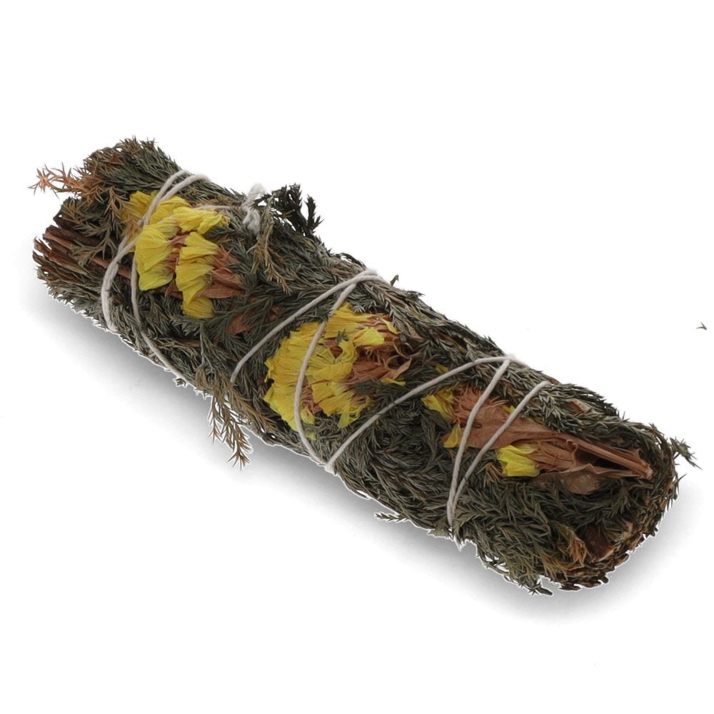 Smudge Stick - Cedar and Yellow Sinuata 10cm Spiritually Healing and P ...